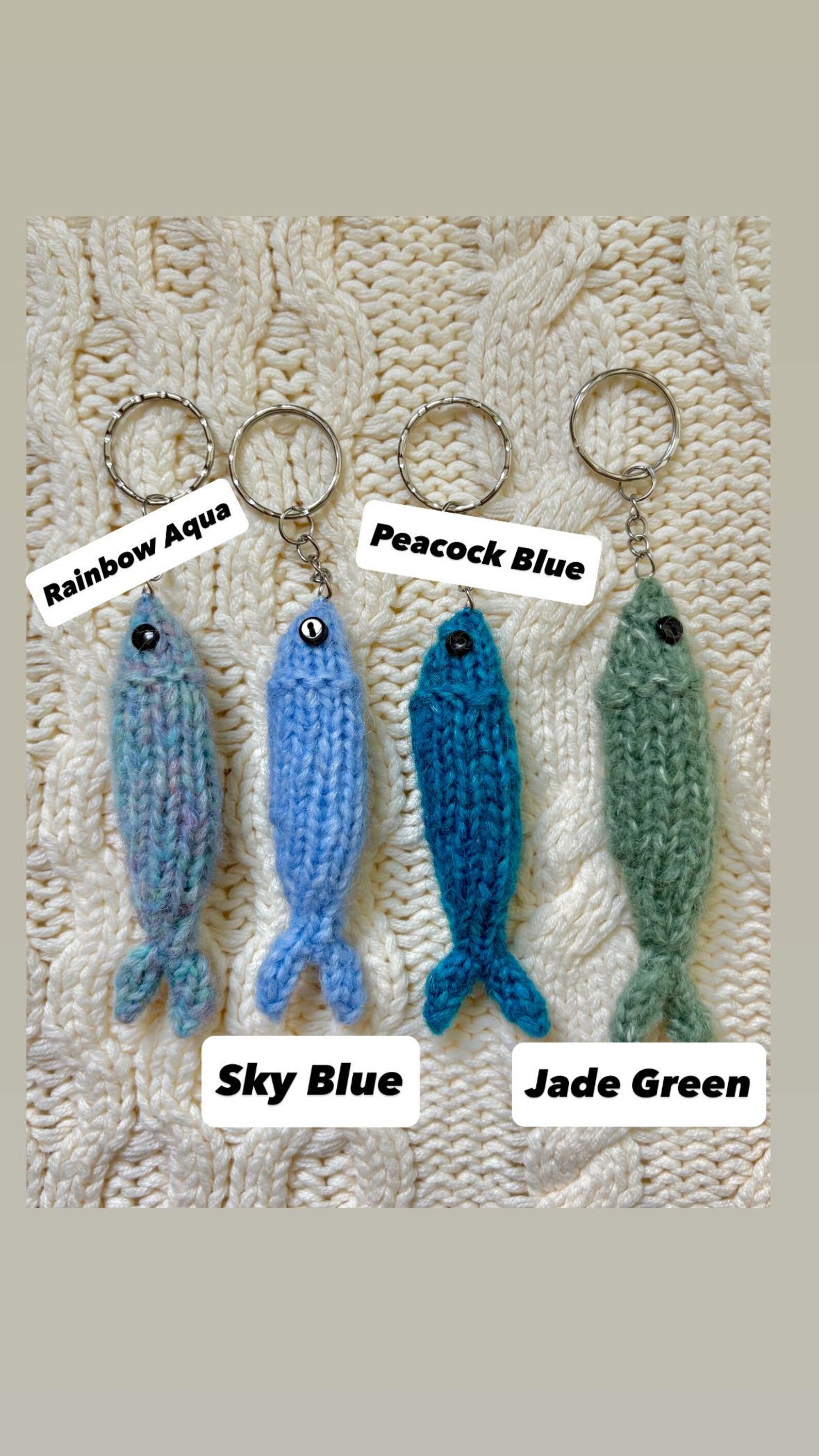 Hand Knit Anchovy Sardine Keychain - Bag Charm - Fisherman Core ...