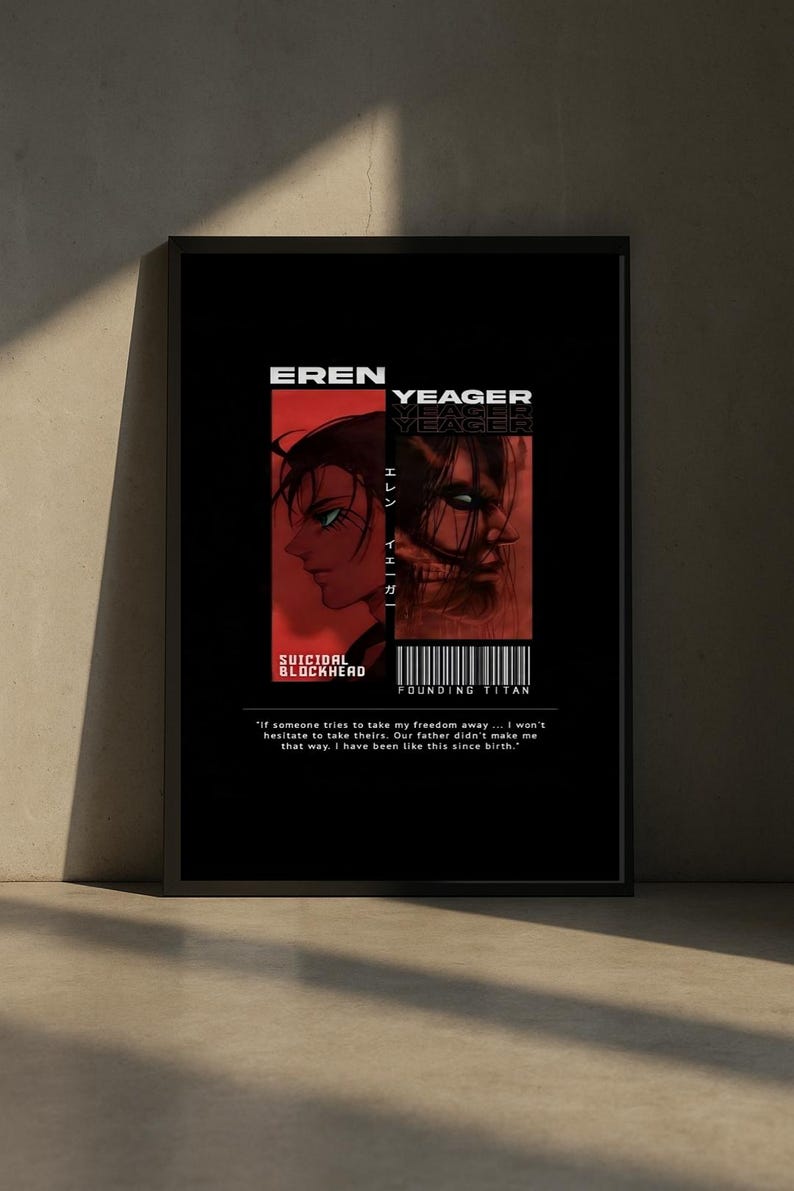Eren Yeager Anime Poster Matte Vertical Print | Attack on Titan Artwork ...