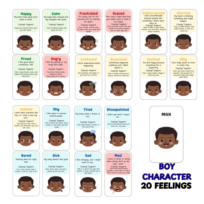 20 Emotions SEL Printable | Behavior Support Feeling Flashcards| 2 ...