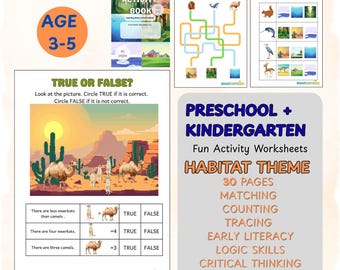 Preschool Printable Worksheet | Animal Habitat | Matching, Math ...