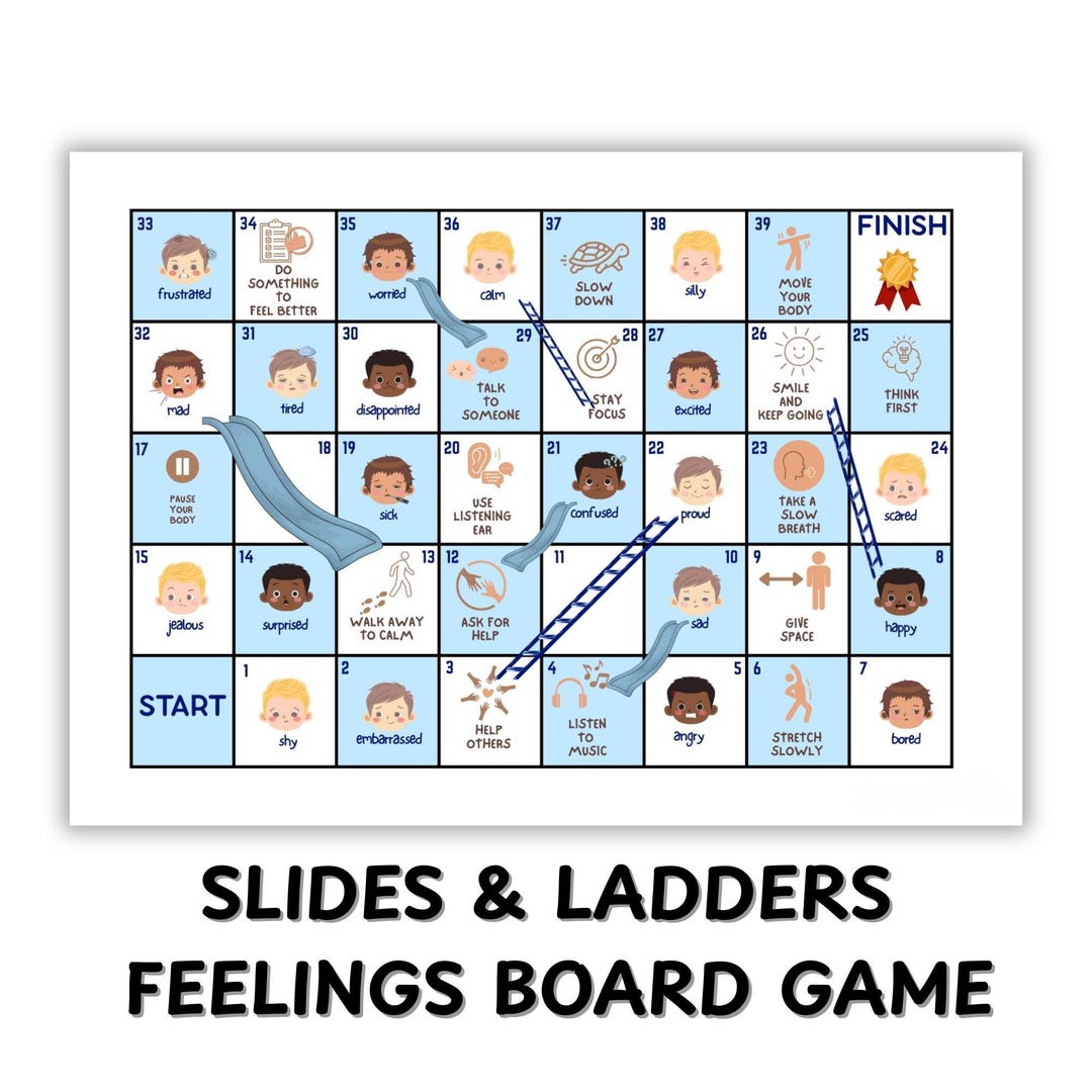 Slides & Ladders Feelings Board Game | Boy Preschool SEL Emotional ...