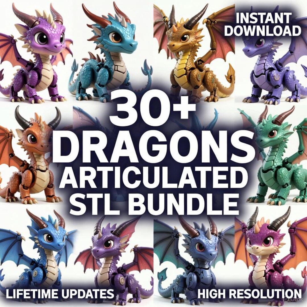 Dragon Flexi STL Bundle, 3D Flexi Articulated Premium Mega Pack ...