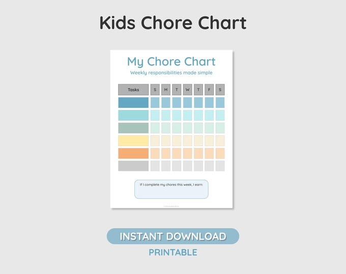 Kids Chore Chart Printable, My Day and Responsibilities Chart, Daily ...