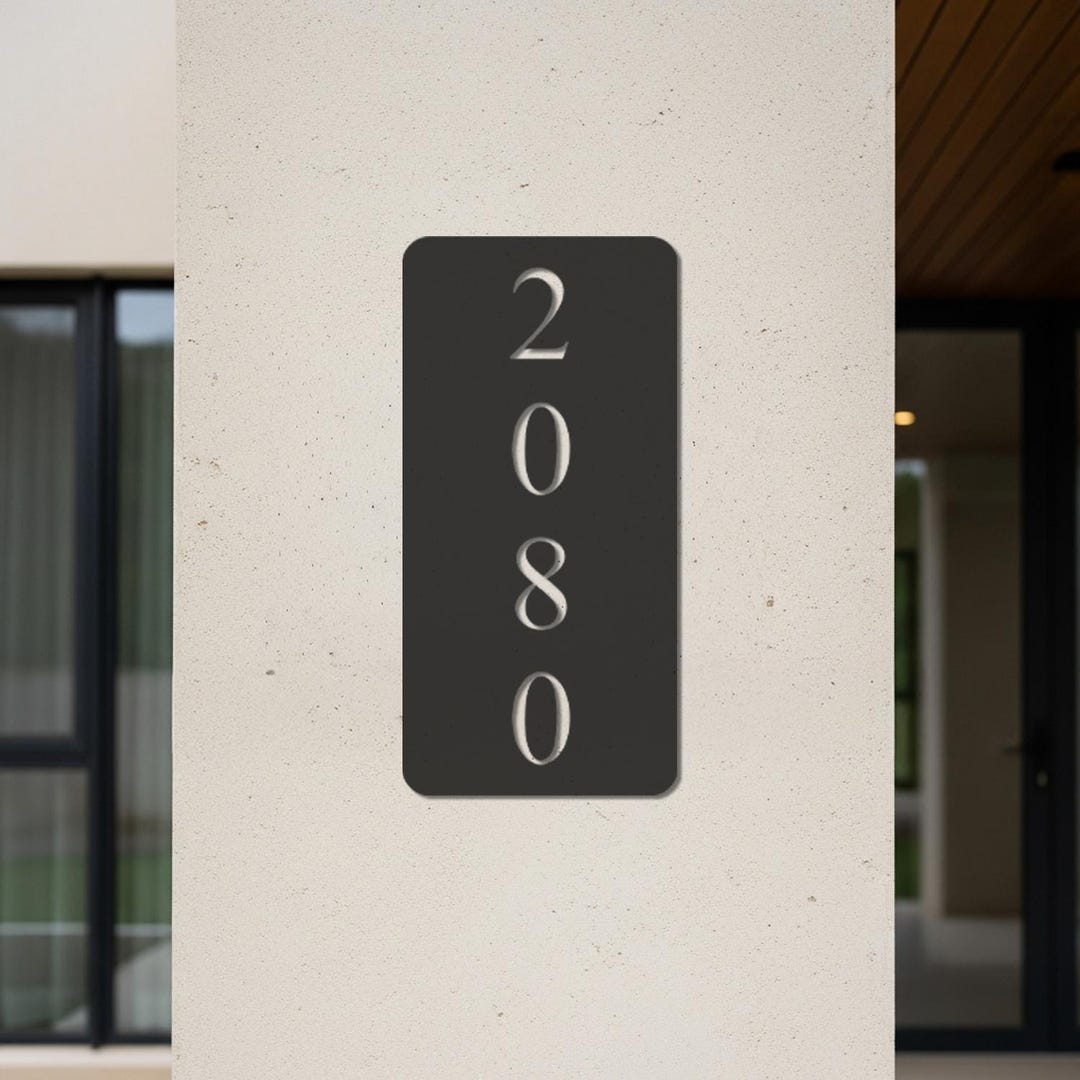 Modern House Numbers, Vertical Address Sign, Metal Number Plaque ...