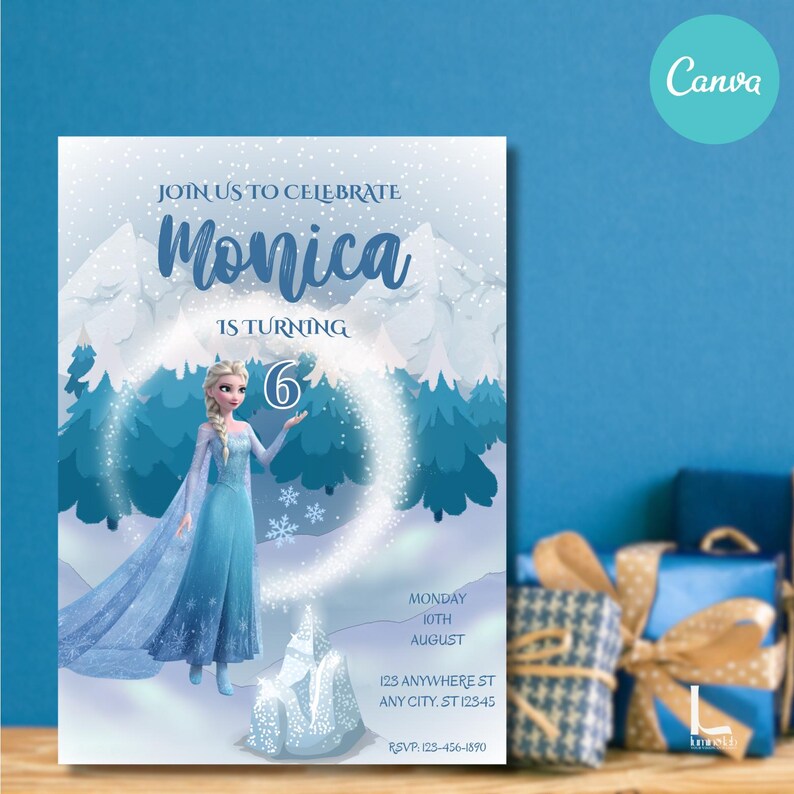 Editable Frozen 6th Birthday Invitation Template, Printable Frozen Elsa ...