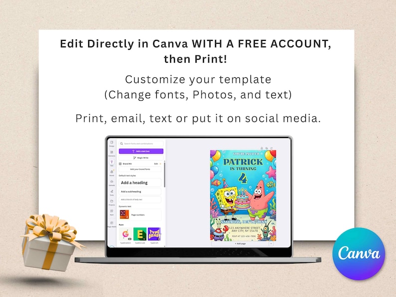 Editable Spongebob Birthday Invitation Template | Party Invitations ...