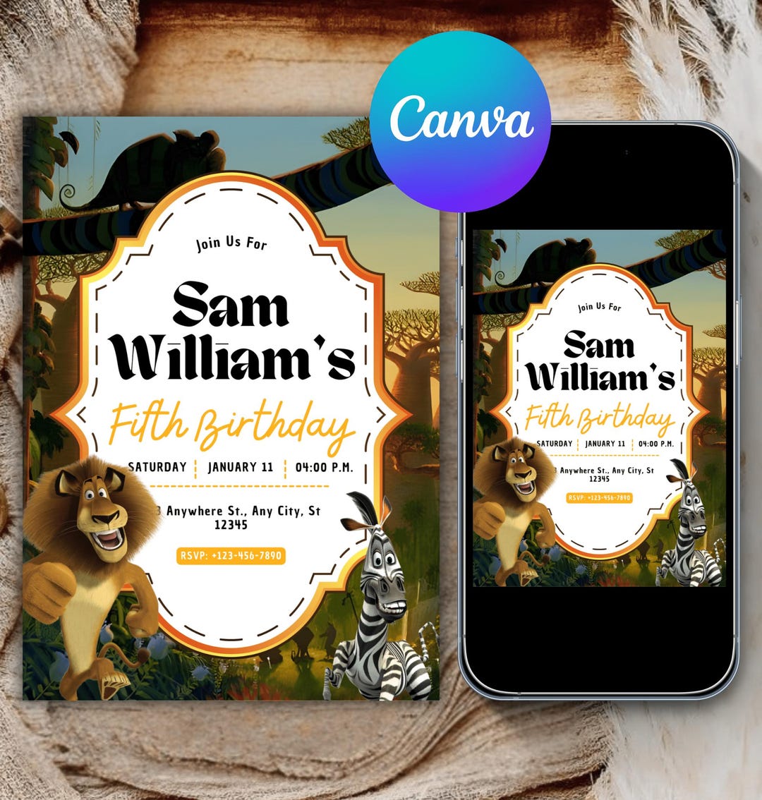 Madagascar Editable Birthday Invitation | Madagascar Birthday ...