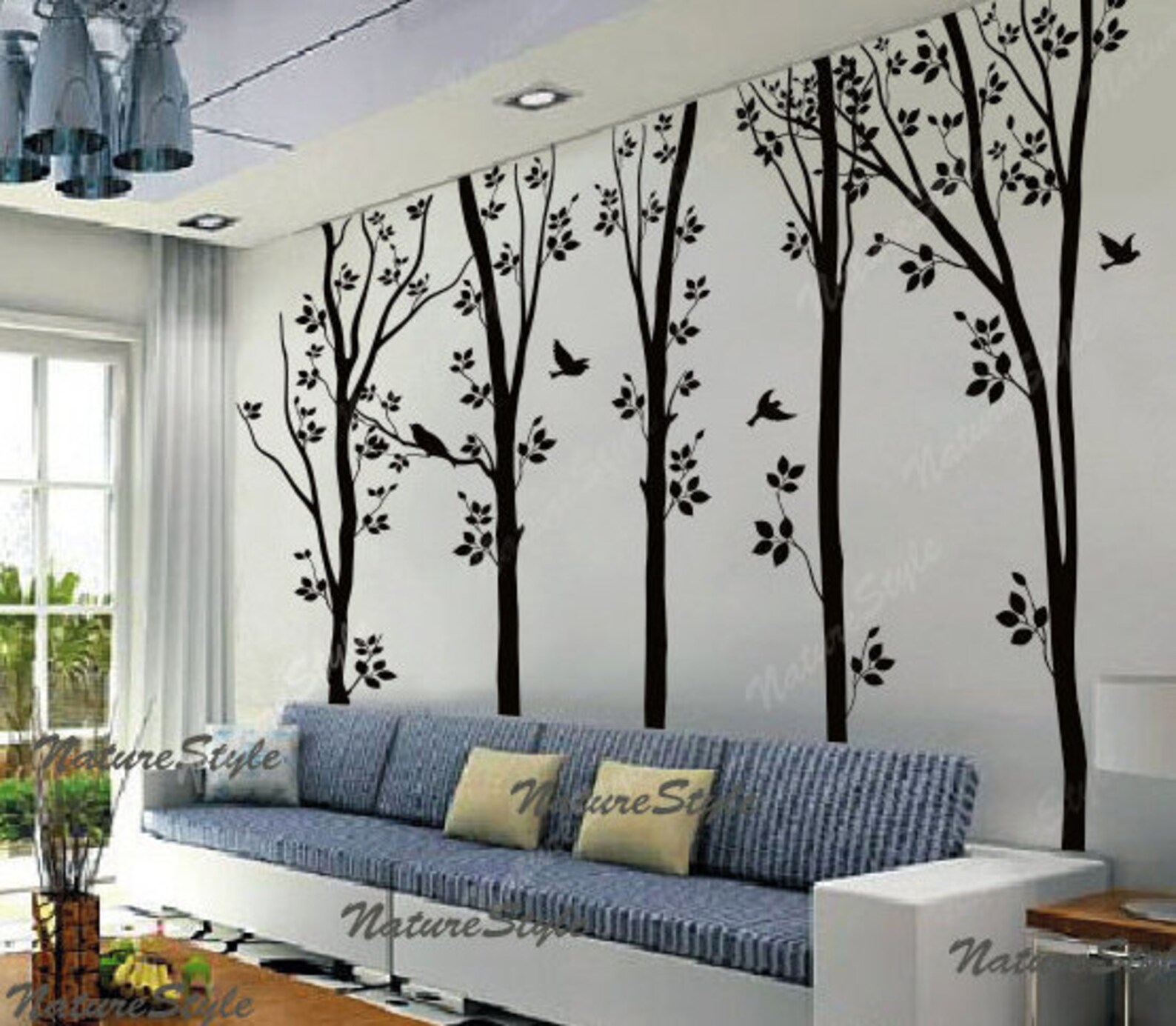 Birch Tree Wall Decal Birds Nature Forest Vinyl Wall Decals - Etsy