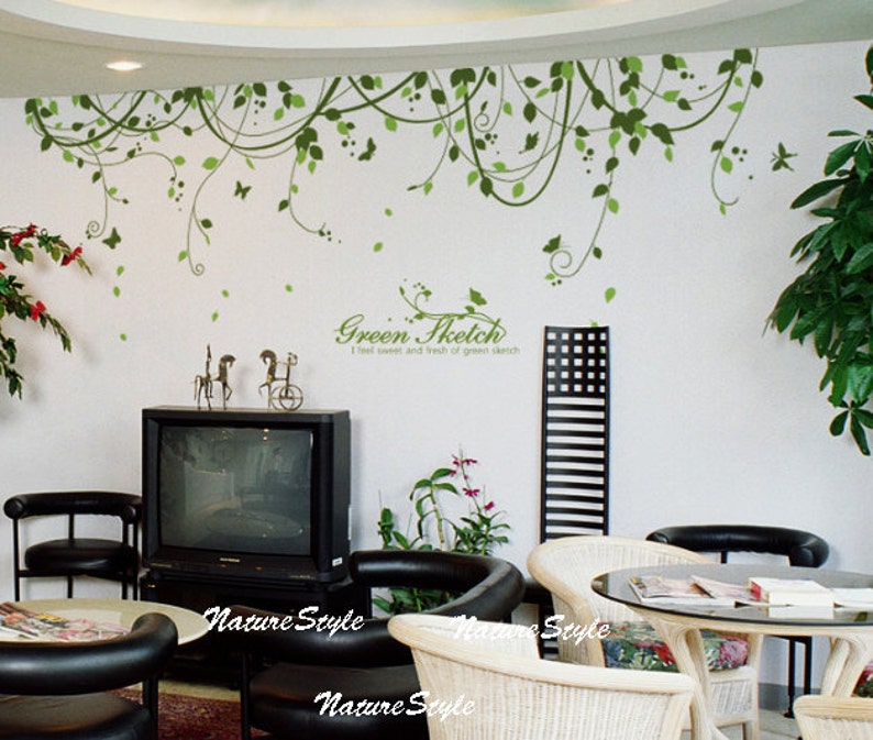 Abstract Flowers With Butterflies-vinyl Wall - Etsy