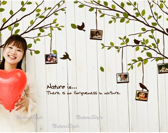 Branch With Flying Birds and Picture Frames vinyl Wall | Etsy