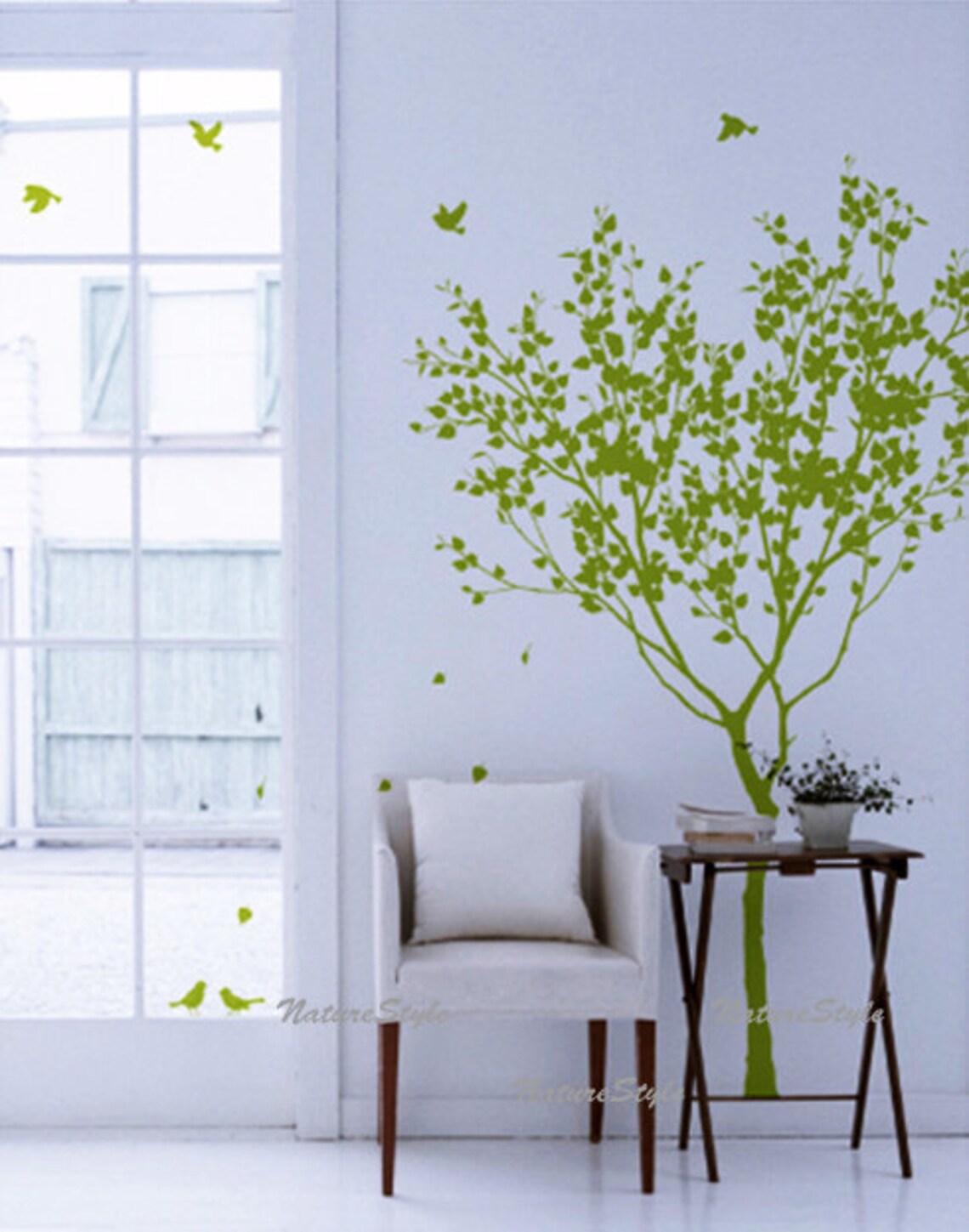 Tree Wall Decal Vinyl Stickernature Design Birdcage Birds - Etsy