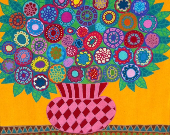 Kerri Ambrosino Art NEEDLEPOINT Mexican Folk Art Flowers Red - Etsy