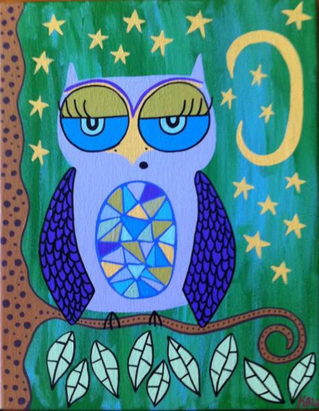Kerri Ambrosino Art PRINT Mexican Folk Art Owl in a Tree - Etsy
