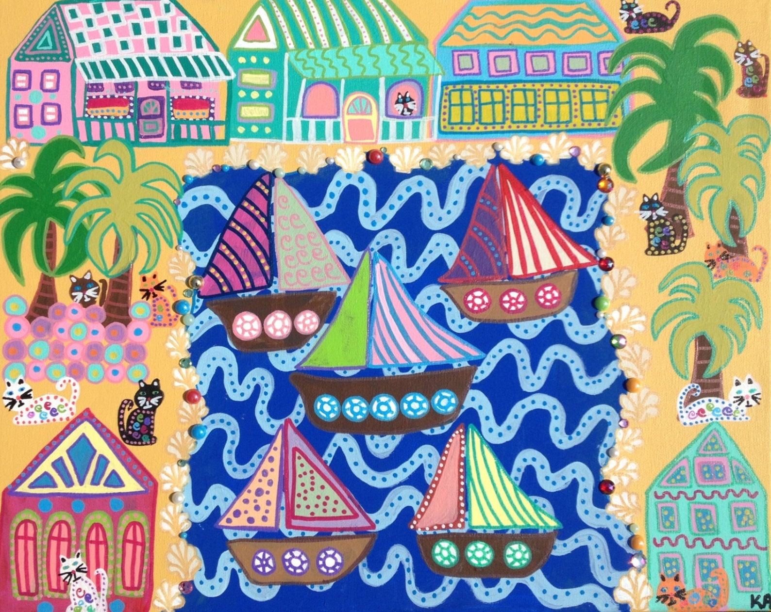 Kerri Ambrosino Art NEEDLEPOINT Mexican Folk Art Key West | Etsy