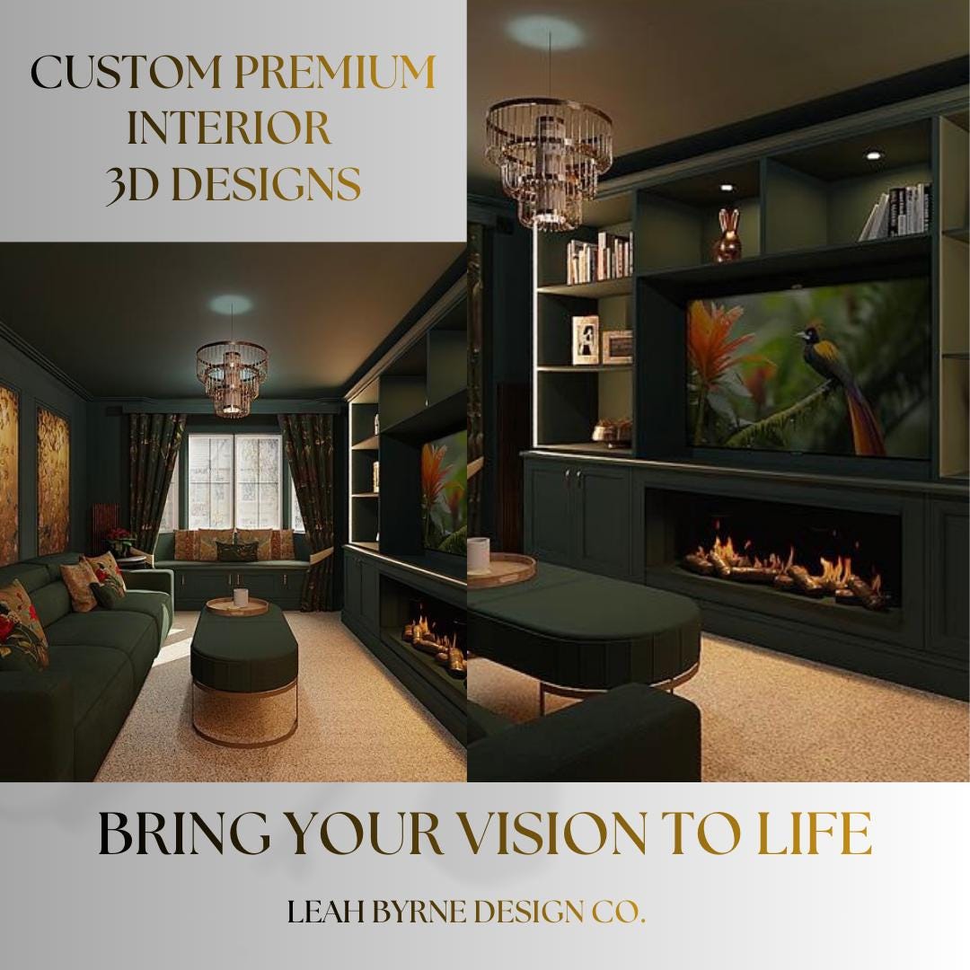 Custom 3D Interior Design & Floor Plan | Living Room and Media Wall ...