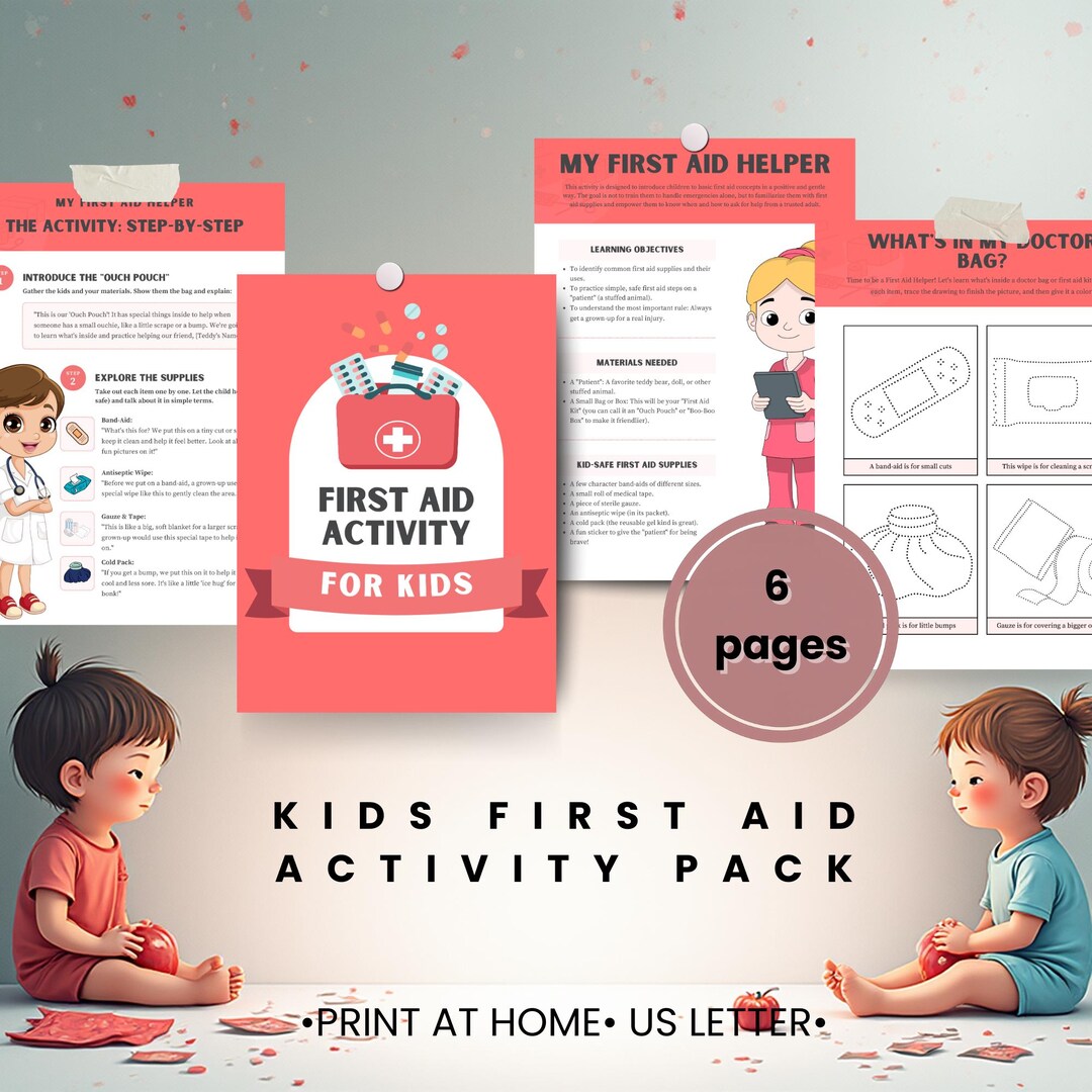 Kids First Aid Activity Pack | Printable Safety Lesson (PDF) - Etsy