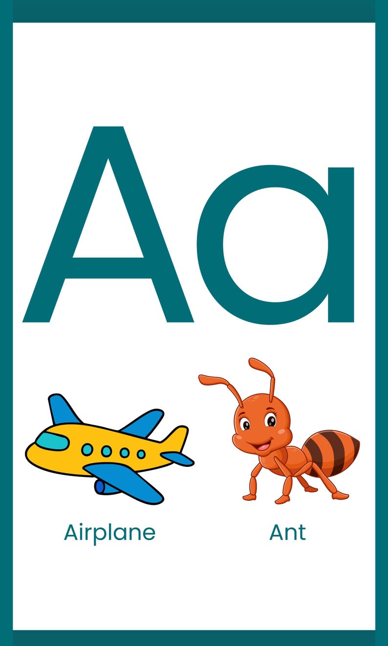 Alphabet Flash Cards, A-Z Learning Cards, Educational Flashcards for ...