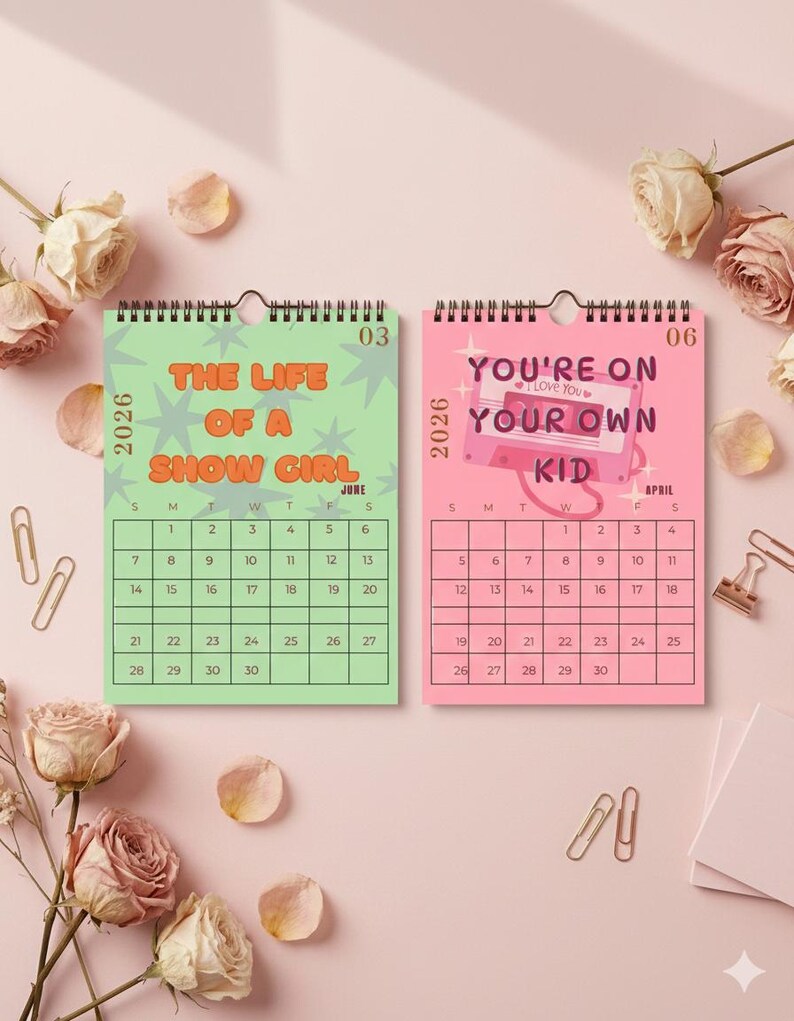 2026 Taylor Lyrics Calendar, Printable Wall Planner (digital Download ...