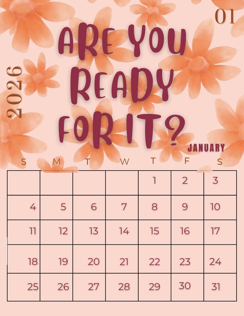 2026 Taylor Lyrics Calendar, Printable Wall Planner (digital Download ...