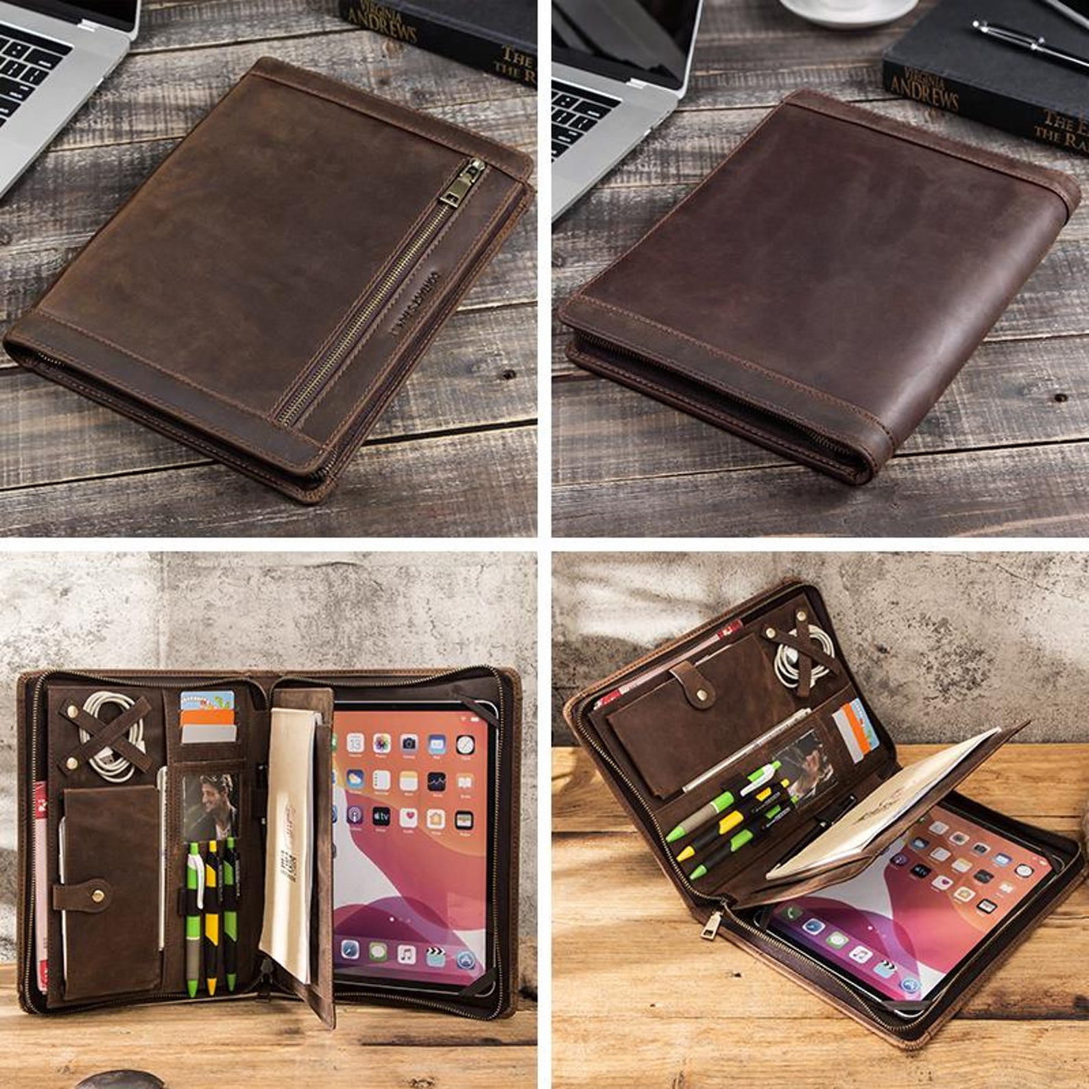 Personalized Handmade Leather Tablet Case With Pen Holder,10–11 Inch ...