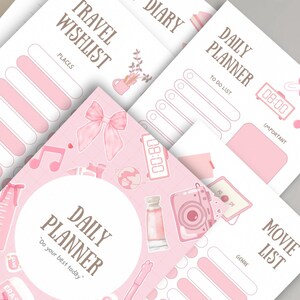 Pink Daily Planner Bundle, 10 Pages Printable Planner, Instant Download ...