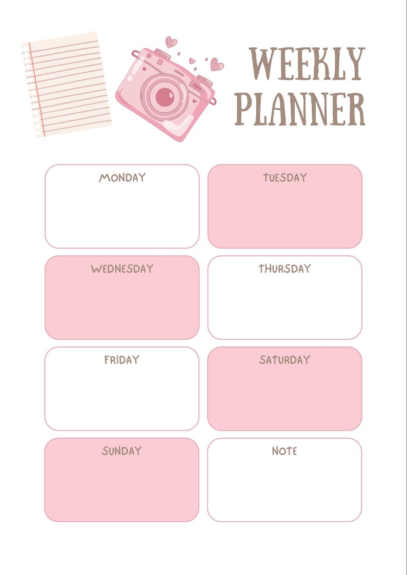 Pink Daily Planner Bundle, 10 Pages Printable Planner, Instant Download ...