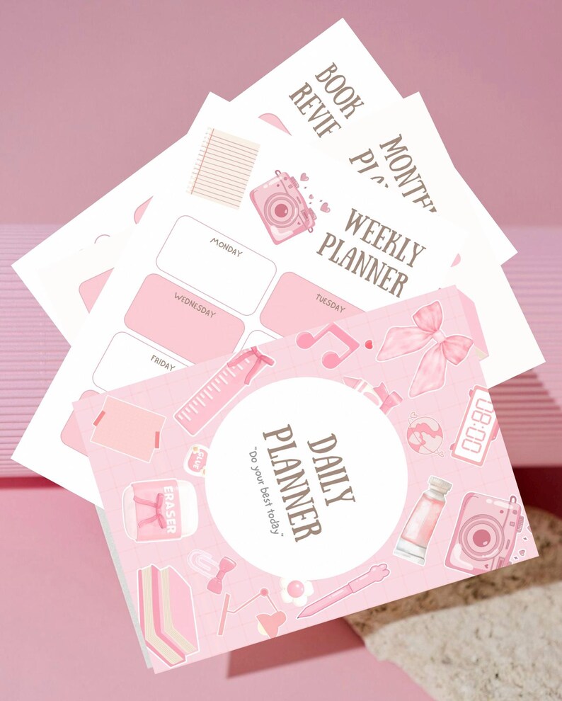 Pink Daily Planner Bundle, 10 Pages Printable Planner, Instant Download ...