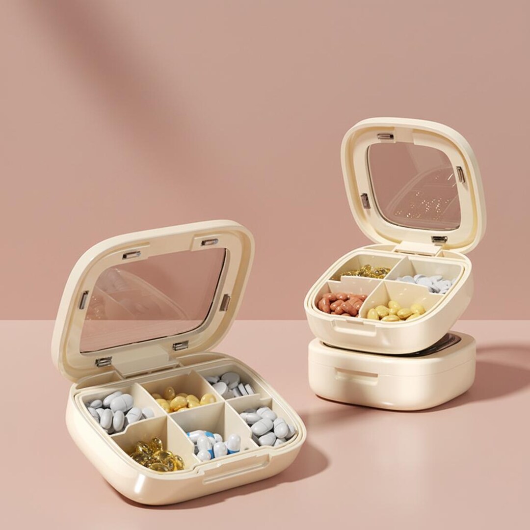 Small Plastic Pill Box With 4 or 6 Compartments, Travel-friendly ...