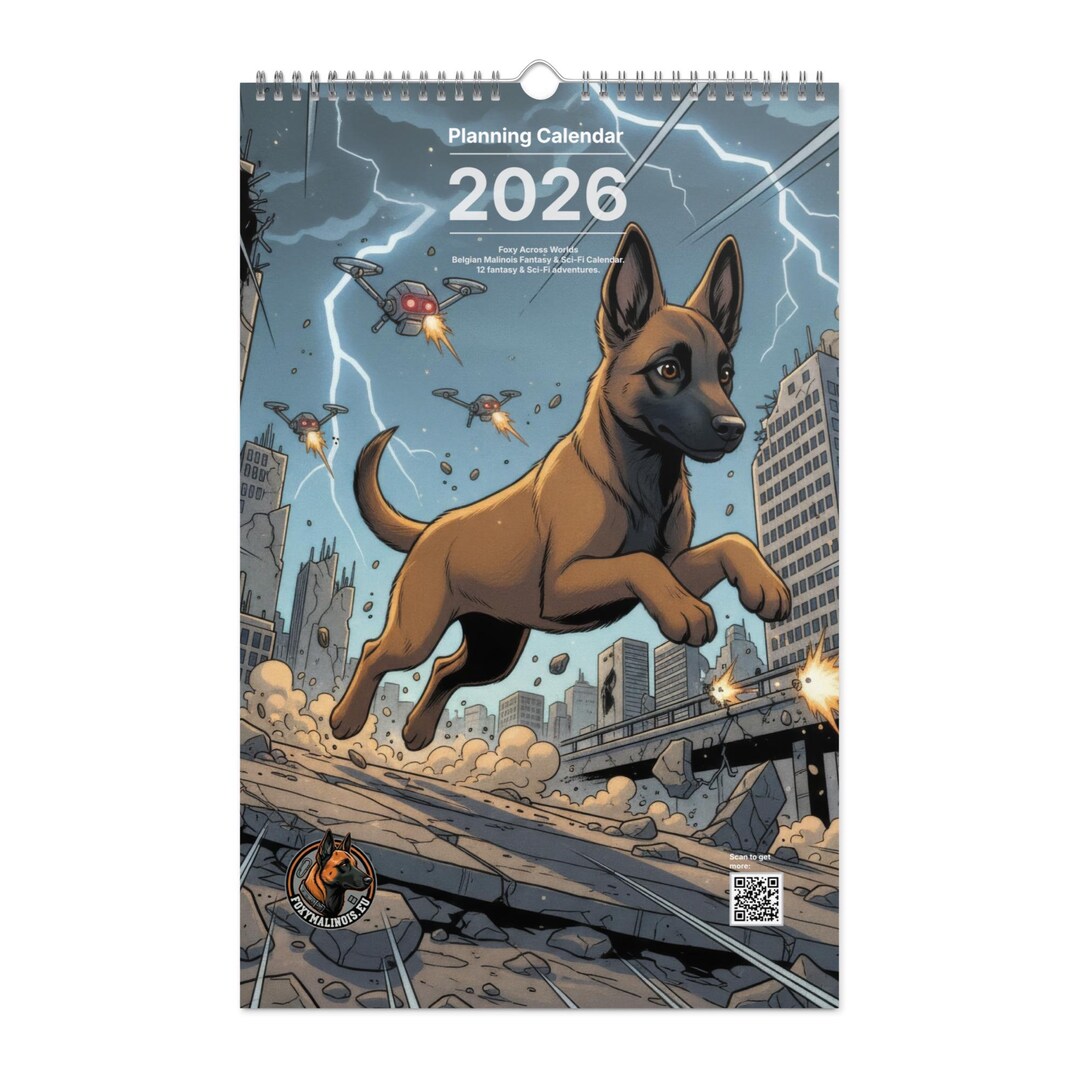 Foxy Malinois – Fantasy & Sci-fi 2026 Wall Calendar (11″×17″) - Etsy