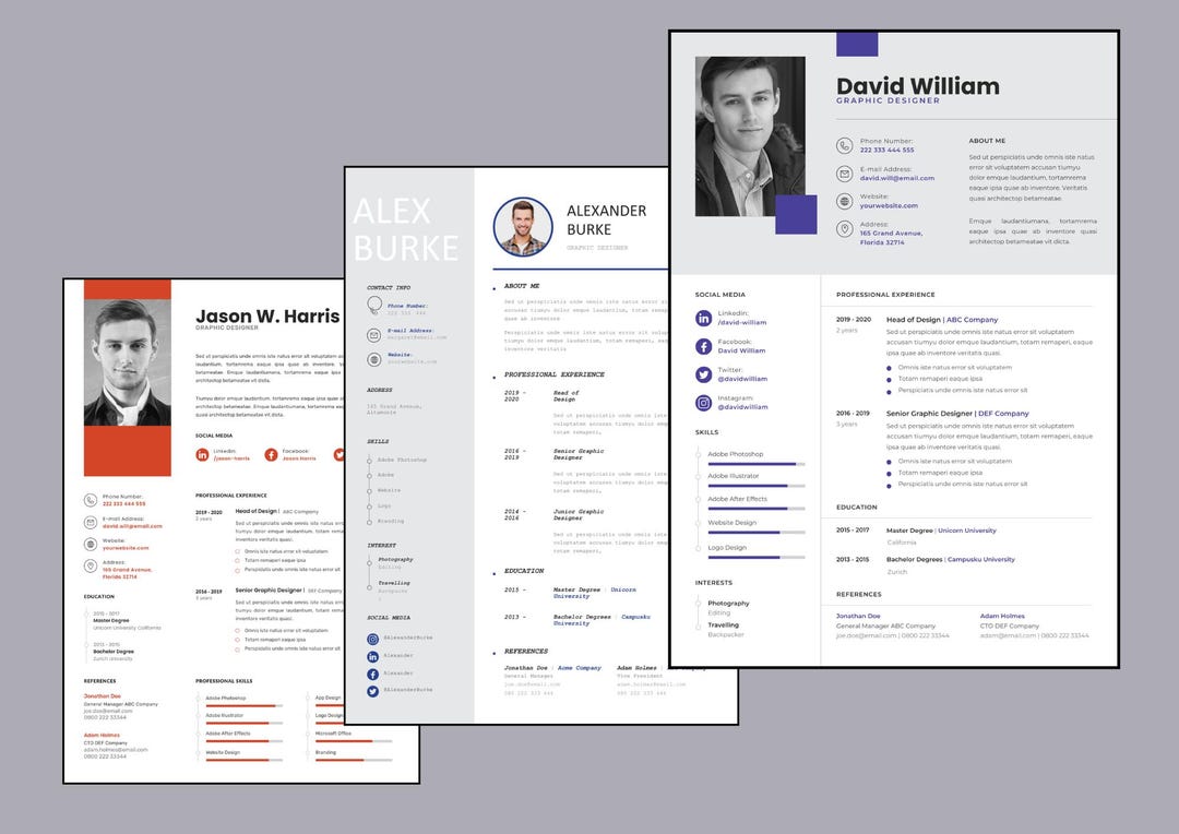 EDITABLE RESUMES / 04 Resume Templates to Customize! - Etsy