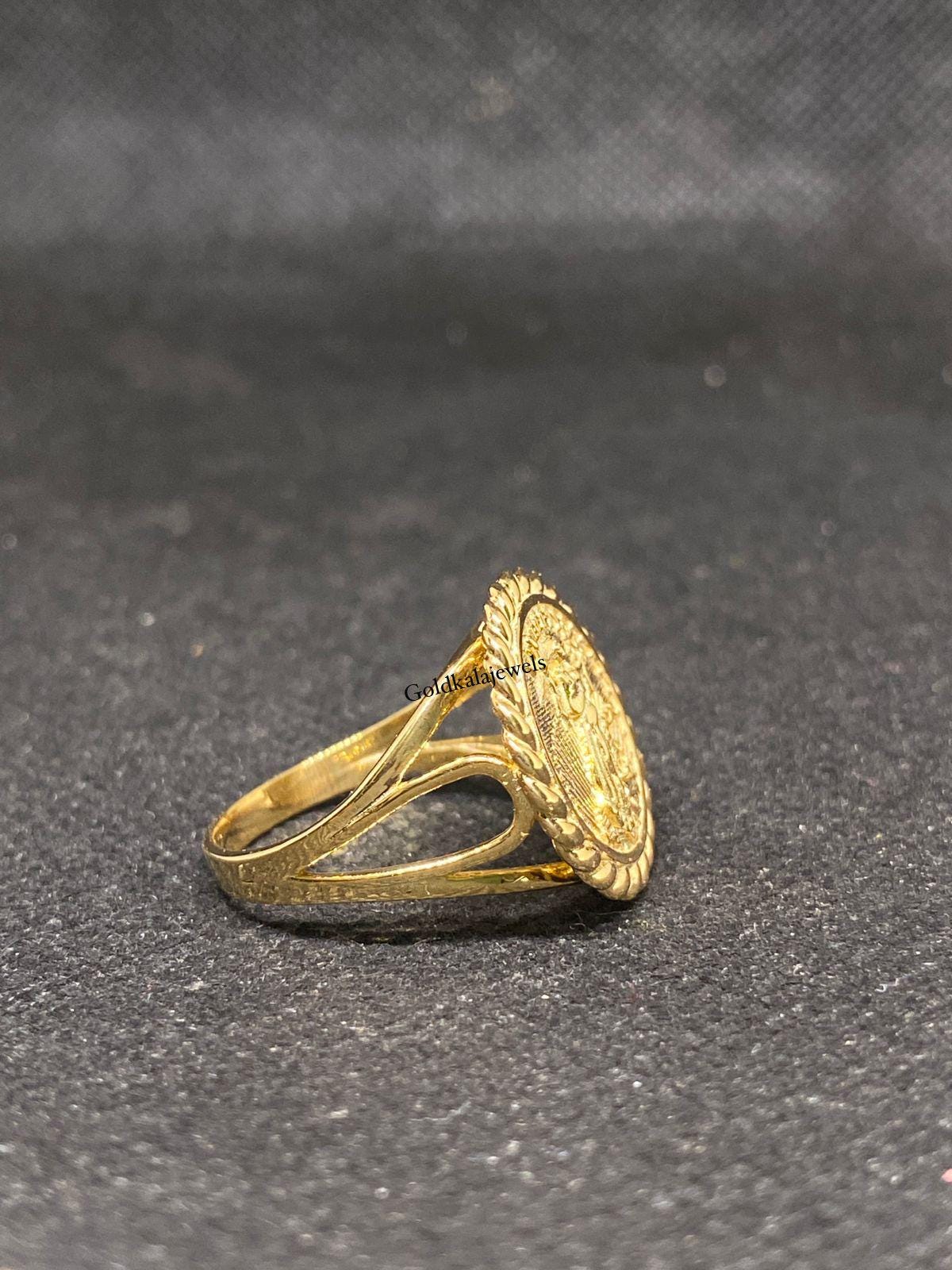 Lady Liberty Coin Ring, 14K Yellow Gold Plated, Art Deco Engagement ...