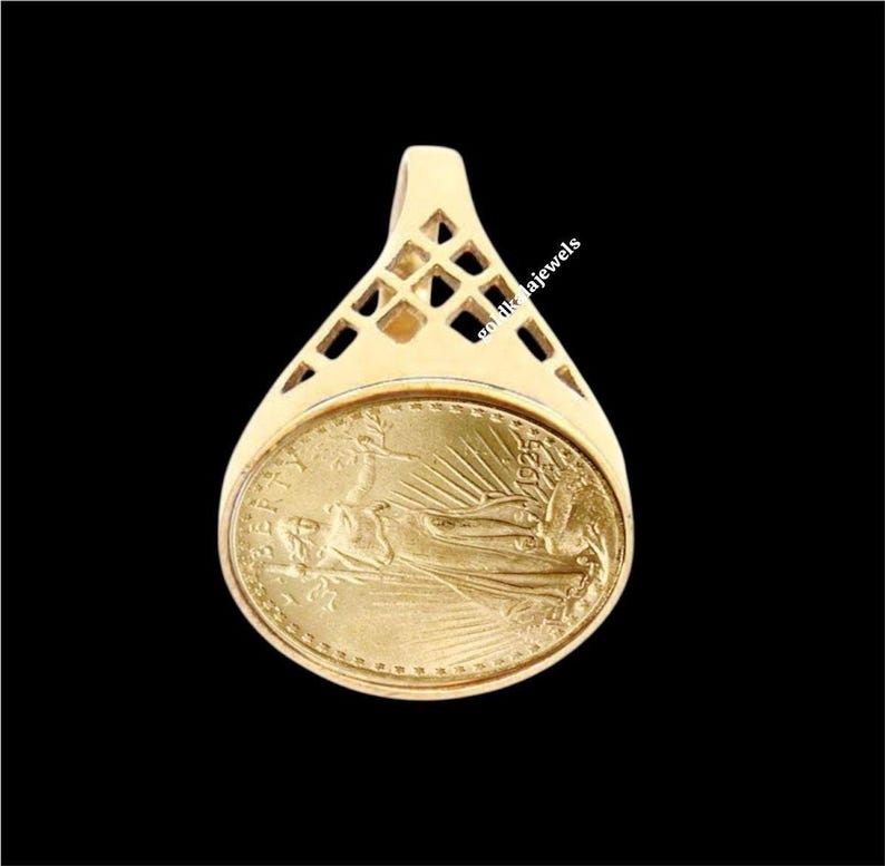 Handmade American Liberty Coin Ring: Vintage Style Signet 14k Yellow ...