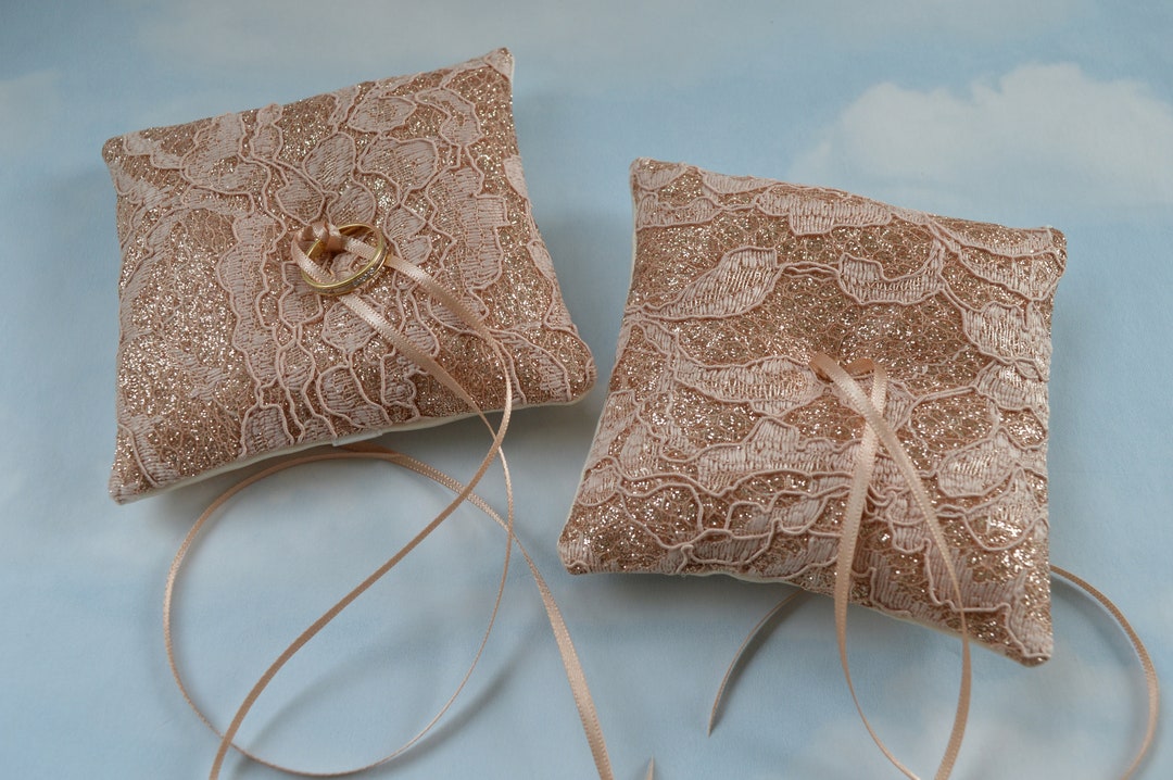MINI Ring Pillows ROSE GOLD Wedding 2 Small Ring Cushions - Etsy
