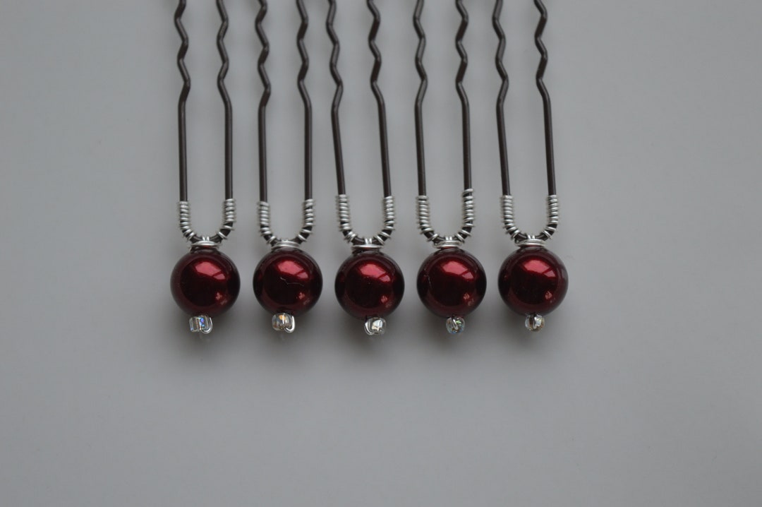 DARK RED Hair Pins - Etsy