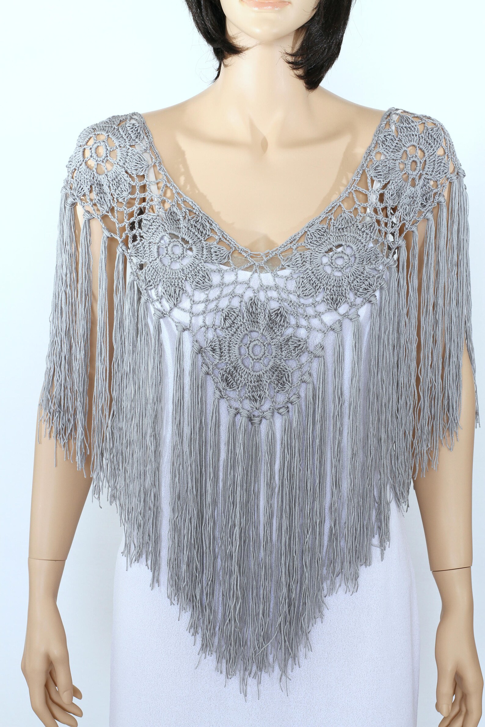 Wedding Poncho Cape Pattern Crochet Pelerine Pattern Fringe Poncho PDF ...