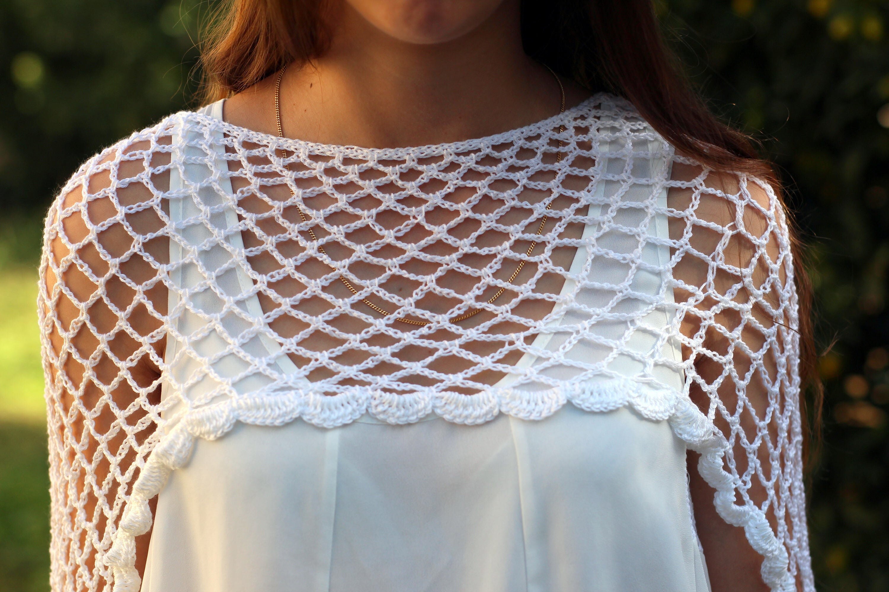 Wedding Shawl Pattern Cape Capelet Pattern Summer Poncho Pattern Lacy ...