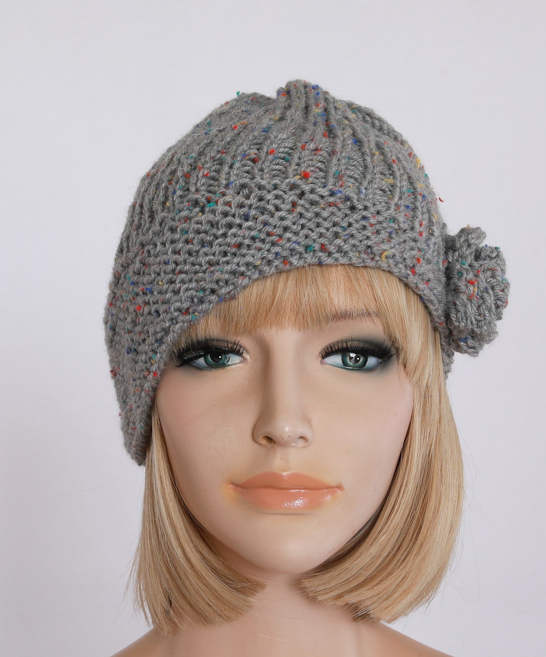 Knitted Winter Cap Pattern Hat Tutorial Hand Knit Pattern Ear Warmer ...