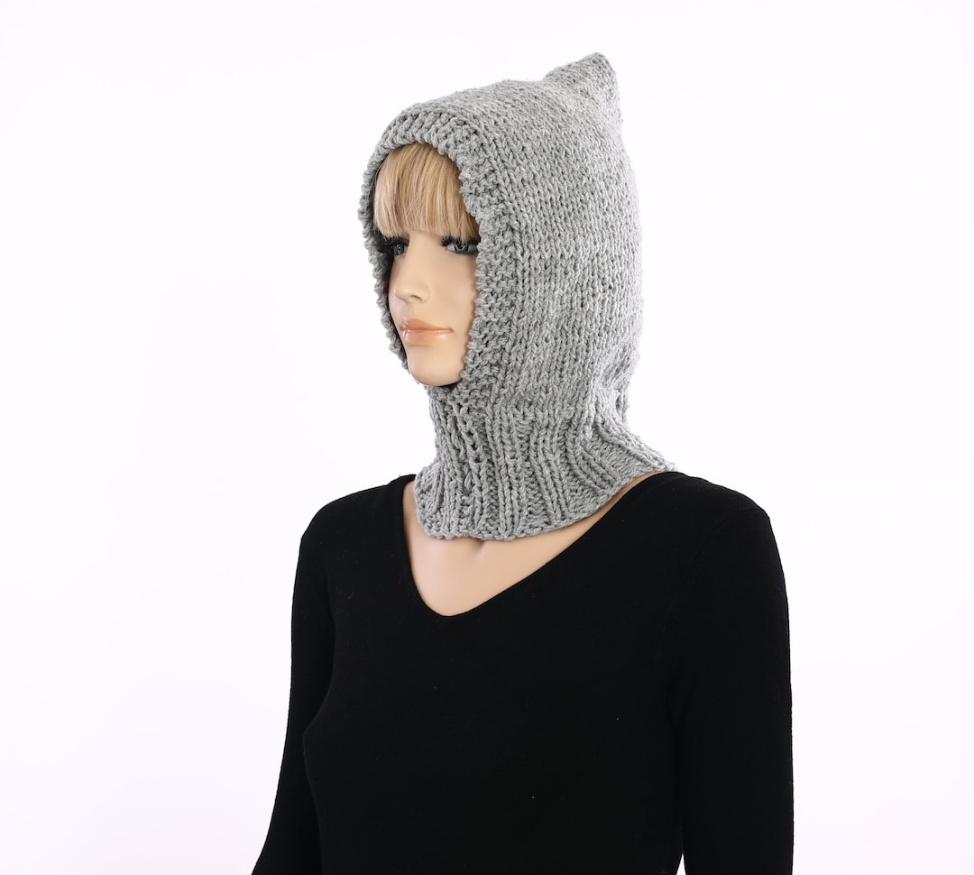 Knit Hoodie Pattern Knitted Helmet Pattern Knitted Winter Cap Pattern ...