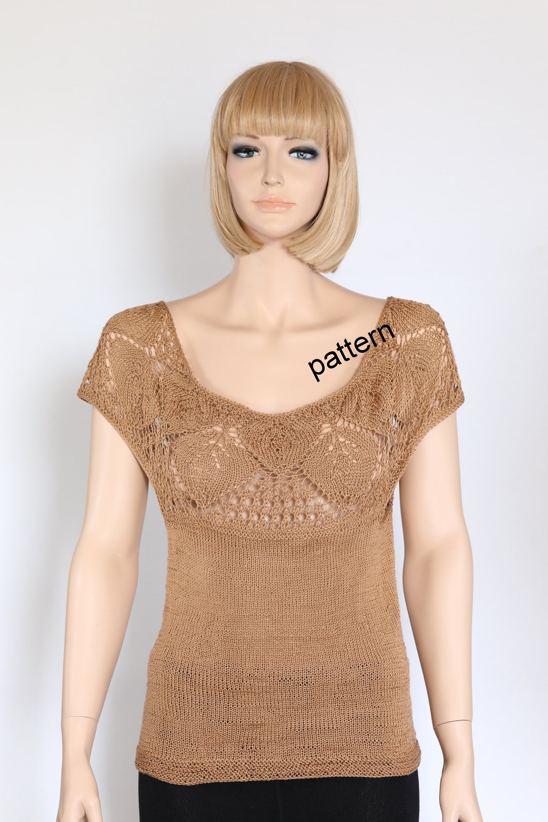 Lace Knit Top Knitted Pattern Sleeveless Top Hand Knit Top - Etsy