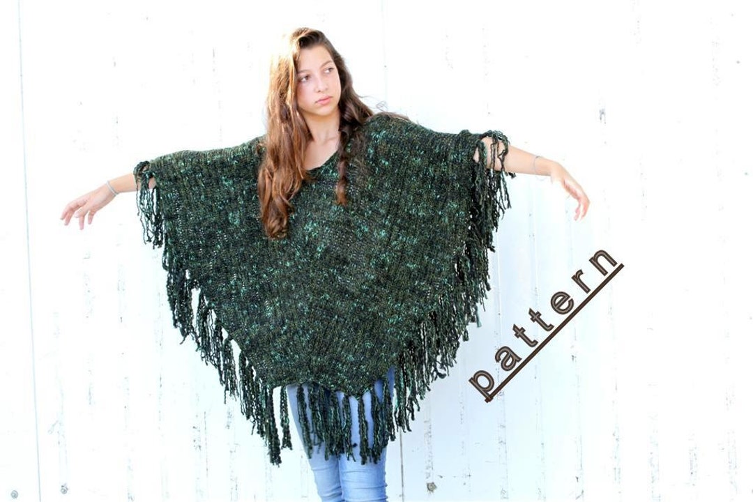Knit Poncho Pattern PDF Tutorial Women Poncho Pattern Instant Download ...