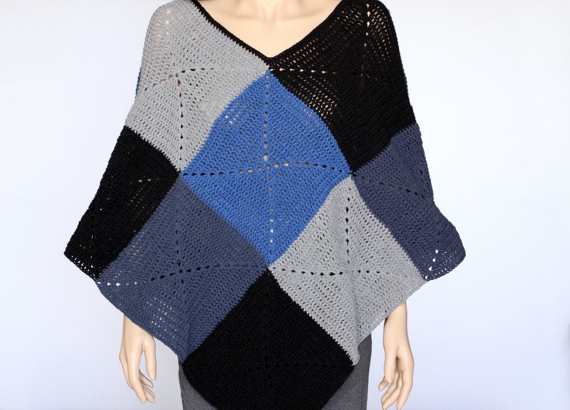 Granny Square Poncho Crochet Poncho Pattern PDF Cape Pattern - Etsy