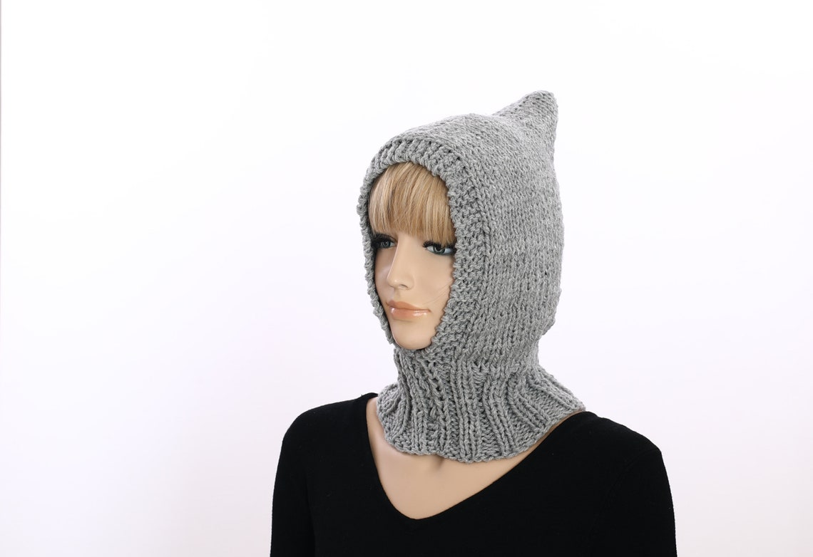 Knit Hoodie Pattern Knitted Helmet Pattern Knitted Winter Cap - Etsy