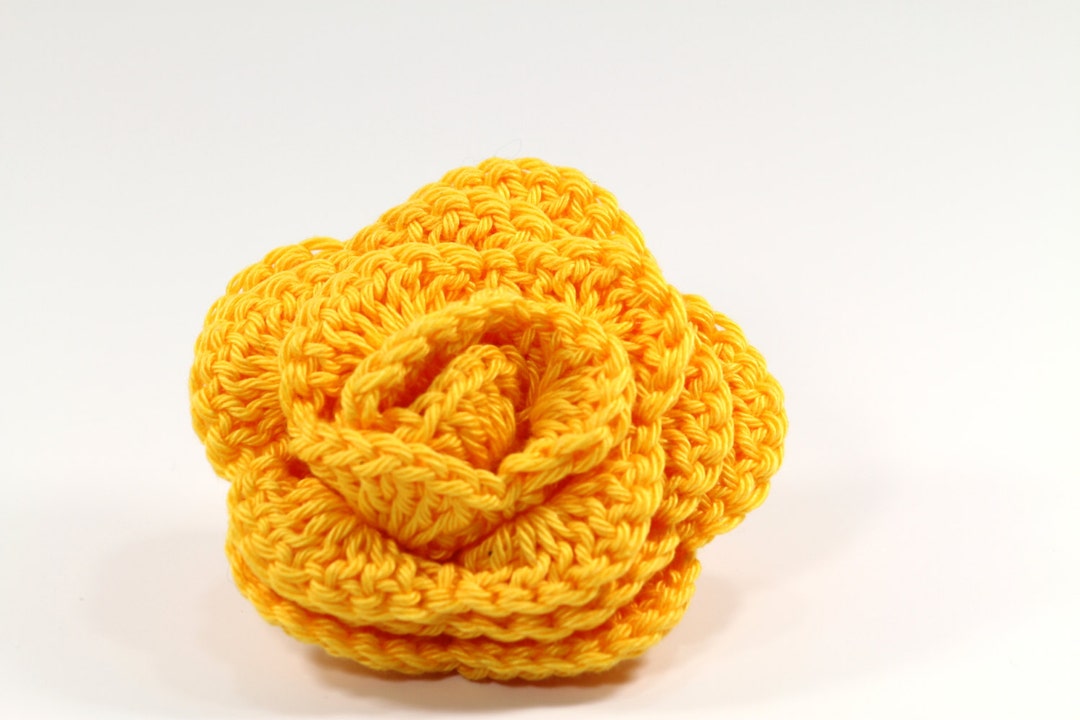 Yellow Rose Flower Crochet PDF Pattern, Handmade Yarn Flower Tutorial ...