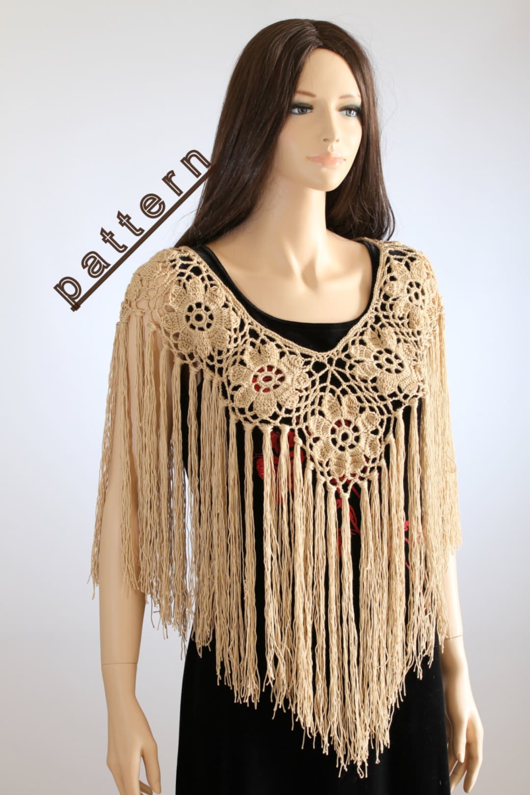 Crochet Poncho Pattern Fringe Poncho PDF Rustic Poncho Wedding Poncho ...