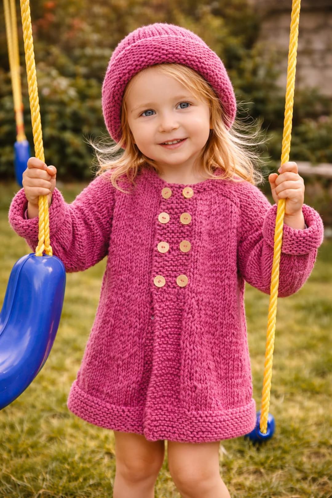 Girls Knit Cardigan Set Toddler Girl Knitting Pattern Cardigan and Hat ...