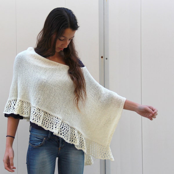Hand Knit Poncho - Etsy