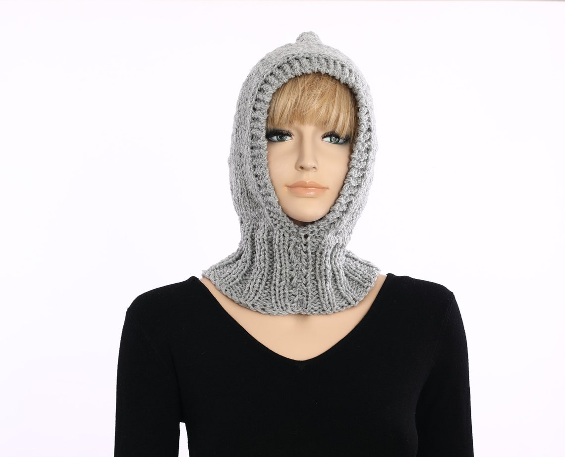 Knit Hoodie Pattern Knitted Helmet Pattern Knitted Winter Cap - Etsy