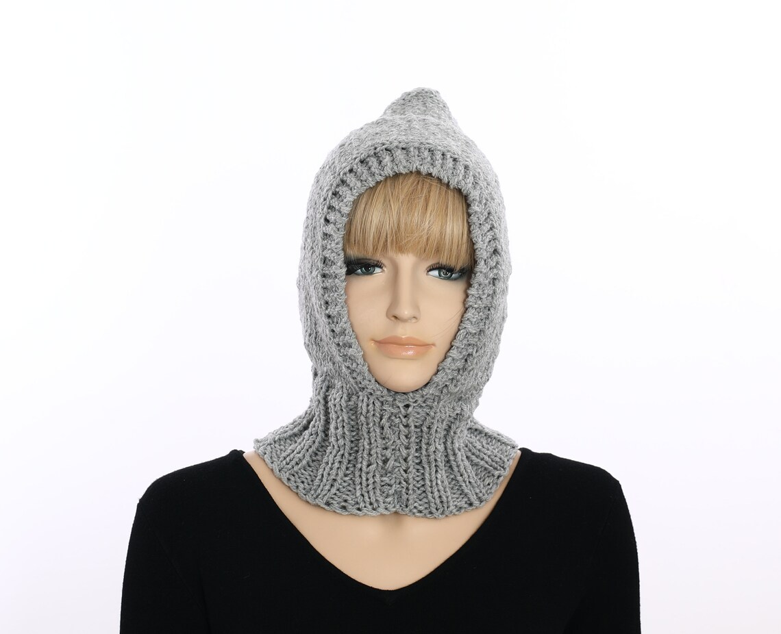 Knit Hoodie Pattern Knitted Helmet Pattern Knitted Winter Cap - Etsy