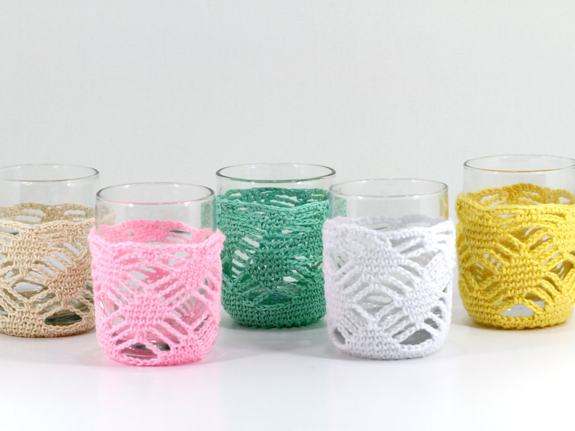 How to Crochet Cozy Glass Cover PDF Pattern Candle Cozy - Etsy