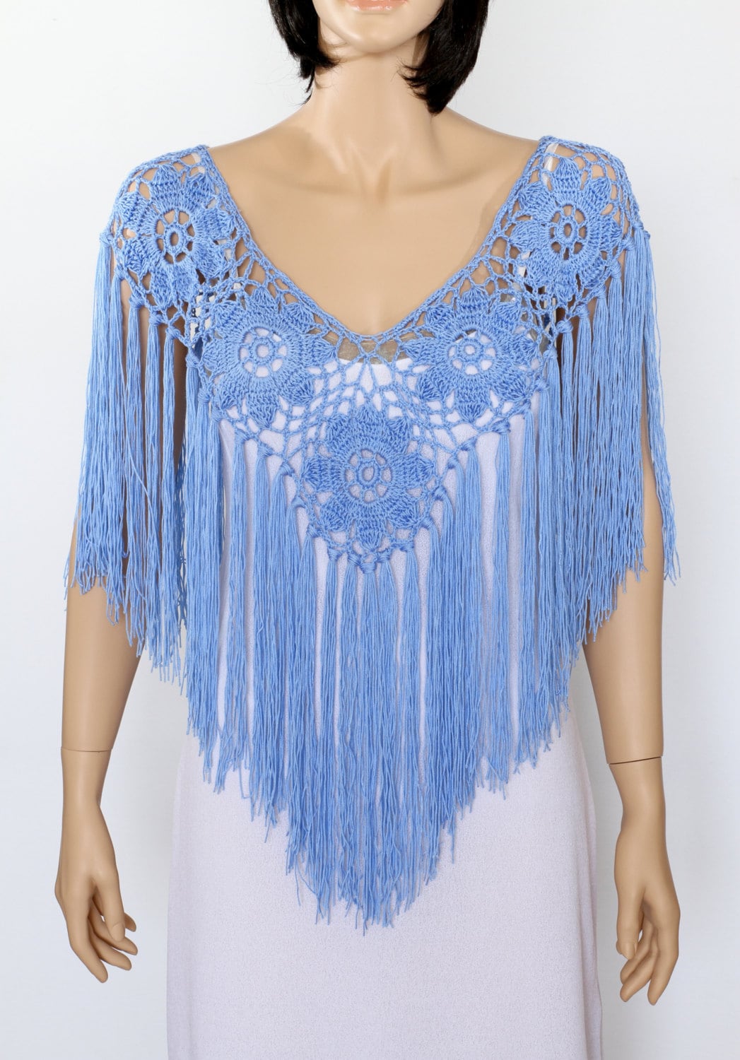 Crochet Pelerine pattern Fringe poncho PDF Rustic Poncho | Etsy